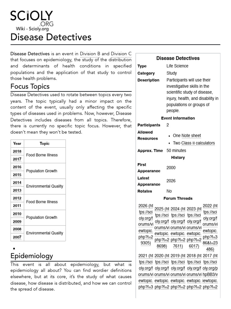 Disease Detectives | PDF | Infection | Relative Risk