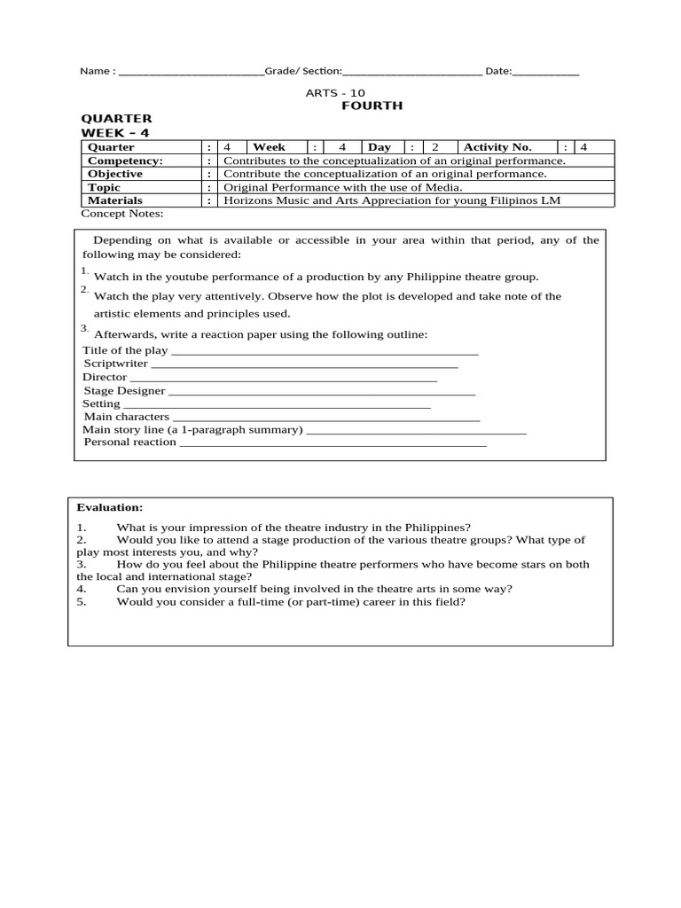 Arts10_Q4_Las_Week4 | PDF