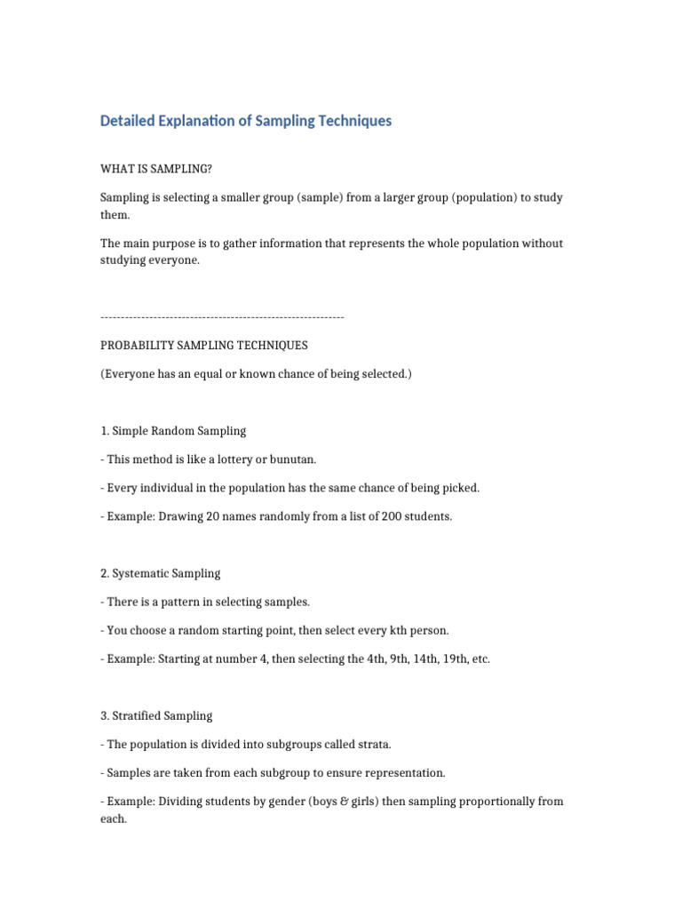 Sampling Techniques Explained | PDF | Sampling (Statistics) | Scientific Method