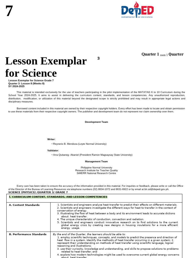Grade 7 Science: Heat Transfer Lesson | PDF | Heat Transfer | Heat