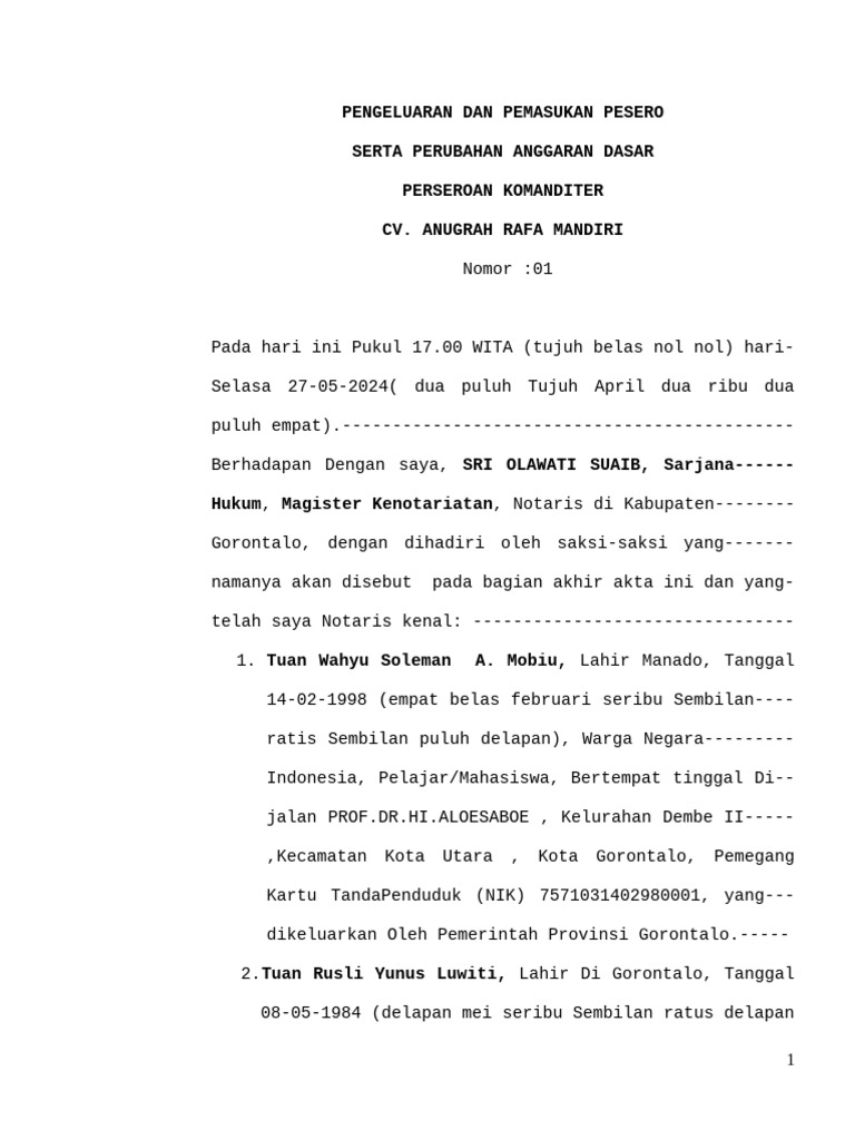 Perubahan Anggaran Dasar | PDF