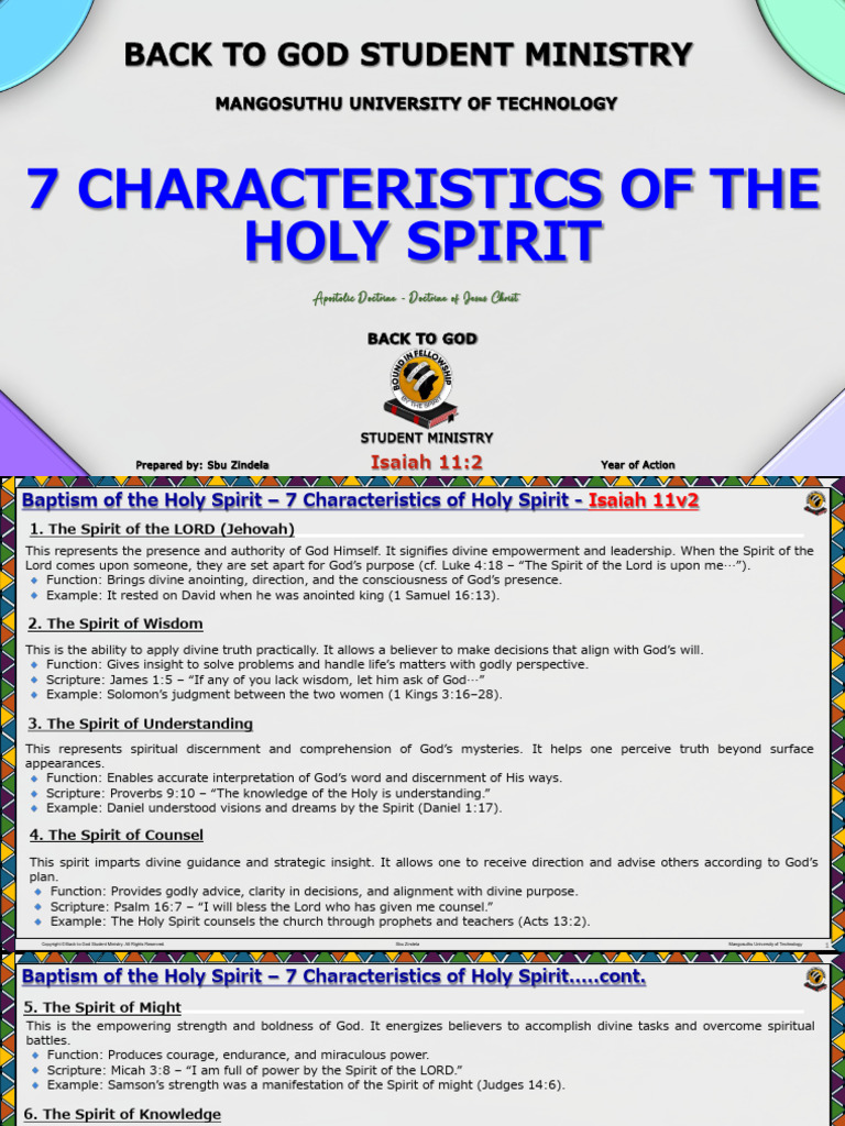 【BTGSM】7 Characterstics of the Holy Spirit | PDF | Holy Spirit | God