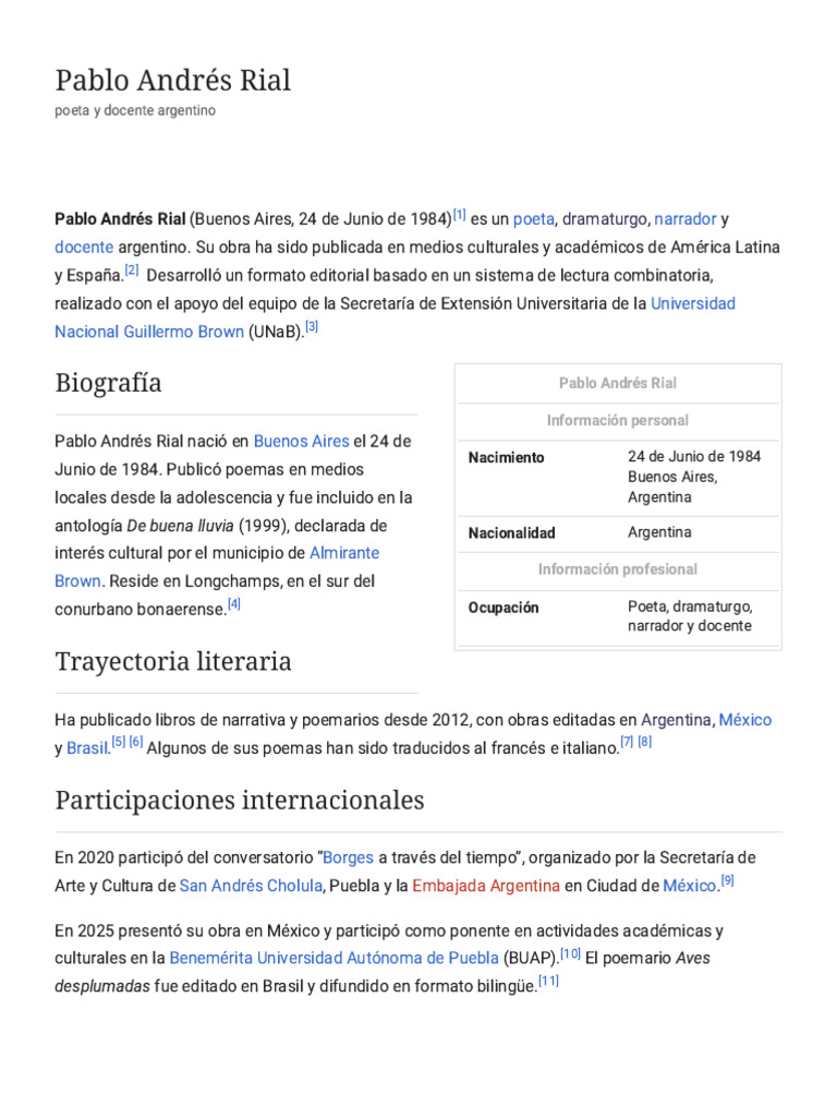 Pablo Andrés Rial: Poeta y Docente Argentino | PDF | Escritura