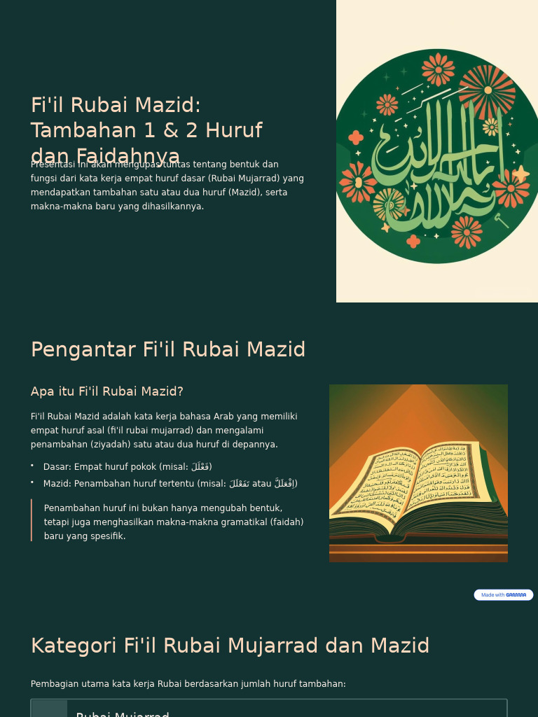 Fiil Rubai Mazid Tambahan 1 and 2 Huruf Dan Faidahnya | PDF
