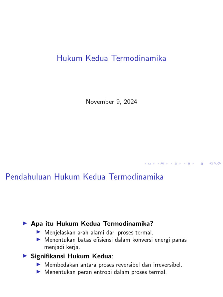 Hukum Kedua Termodinamika dan Entropi | PDF