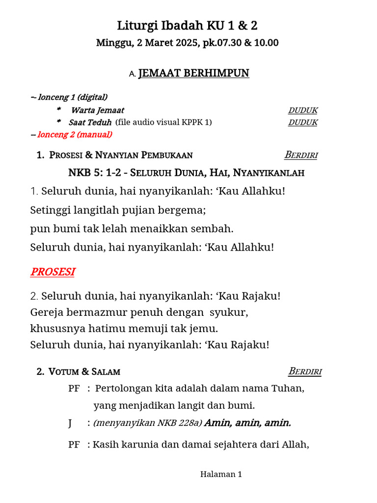 Revliturgi 2 Mar_ku 1&2 | PDF