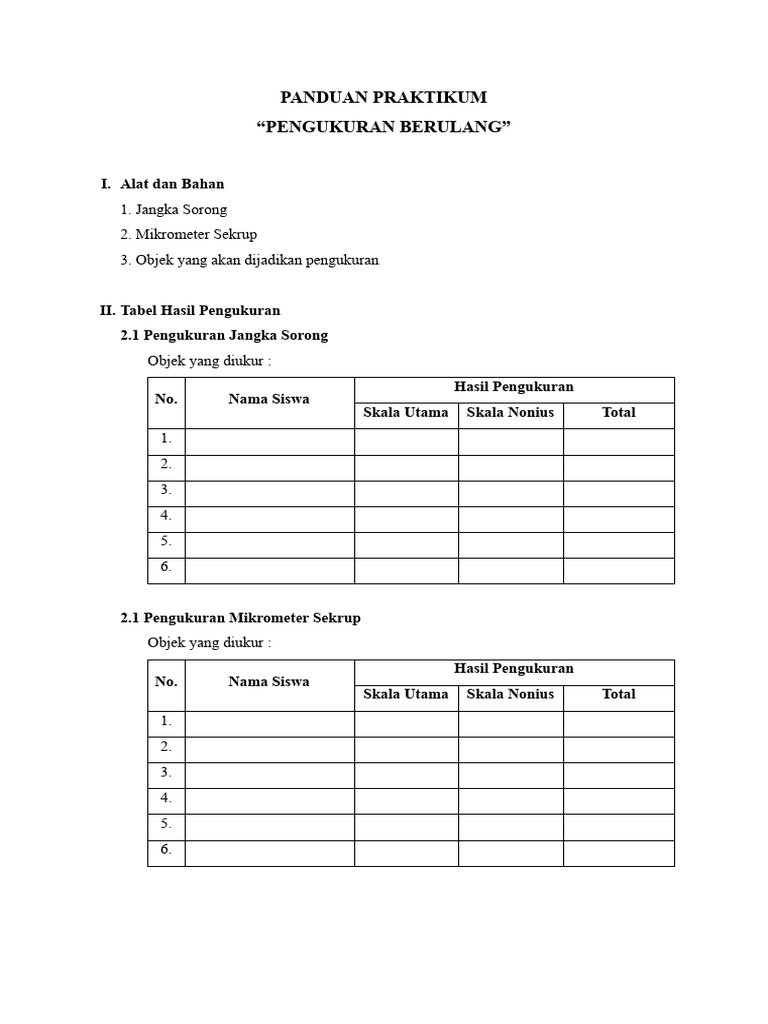 Panduan Praktikum Pengukuran Berulang | PDF