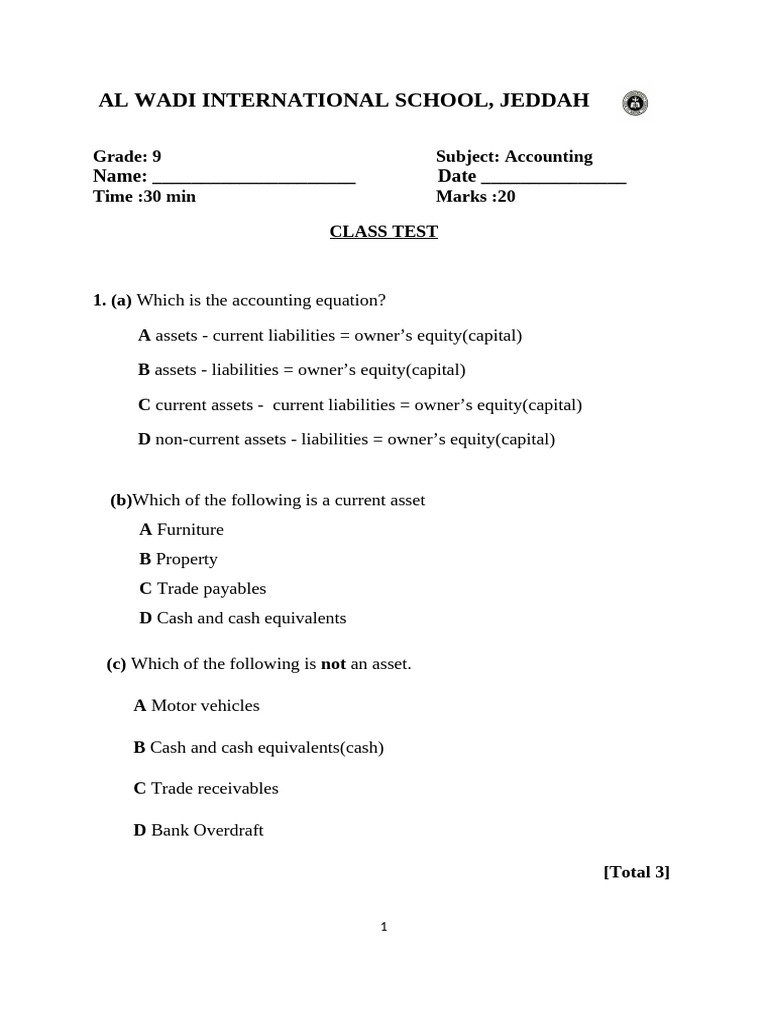 Test in Introduction to Accounting | PDF | Equity (Finance) | Liability ...