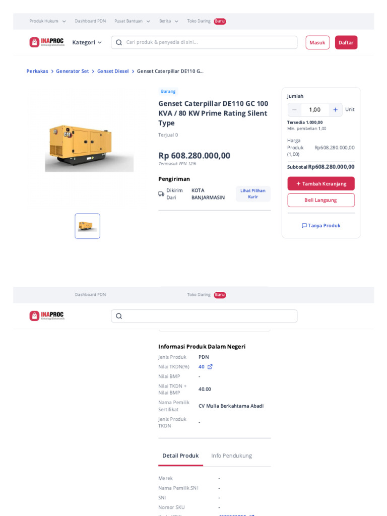 Jual Genset Caterpillar DE110 GC 100 KVA - 80 KW Prime Rating Silent ...