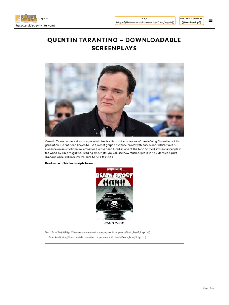 Quentin Tarantino - Downloadable Screenplays - The Successful Screenwriter | PDF