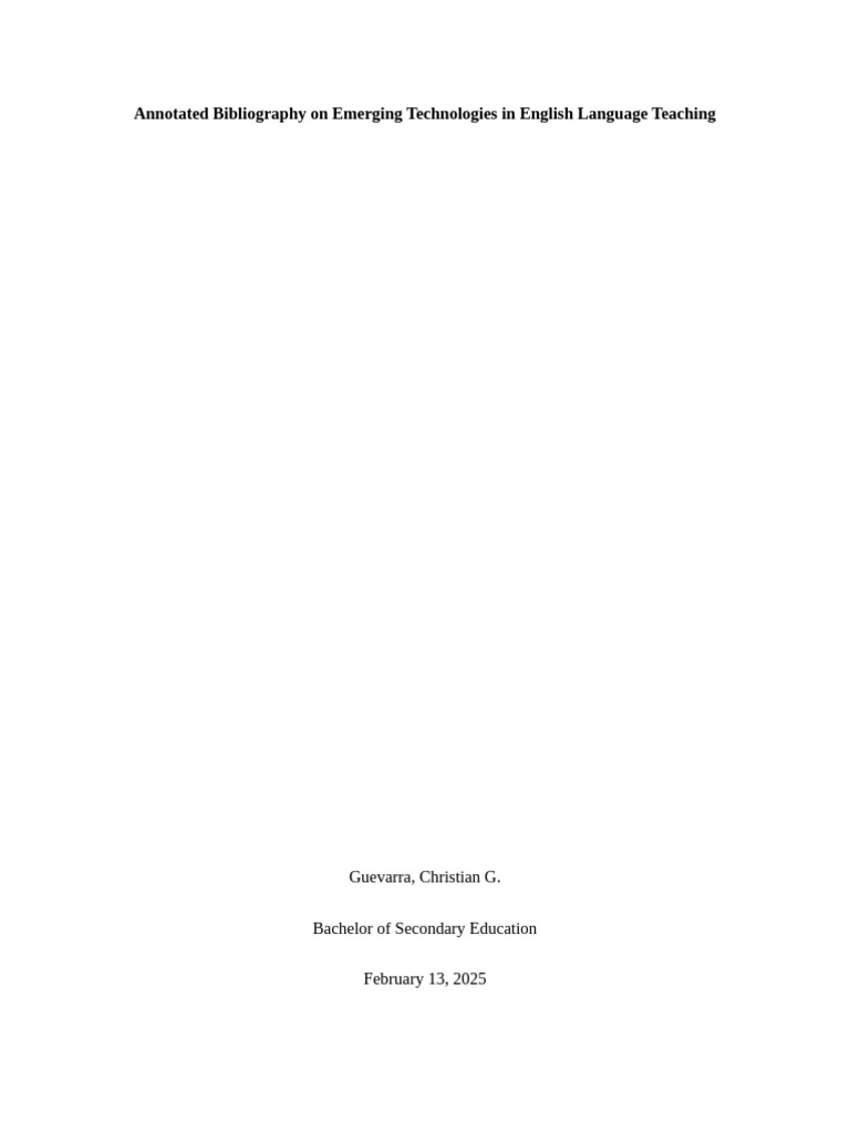 Annotated Bibliography On Emerging Technologies in English Language ...