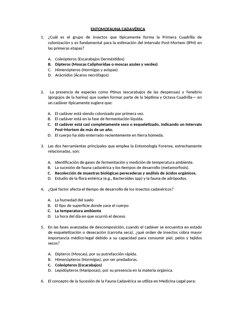 Entomofauna Cadavérica Pdf Descomposición Mosca
