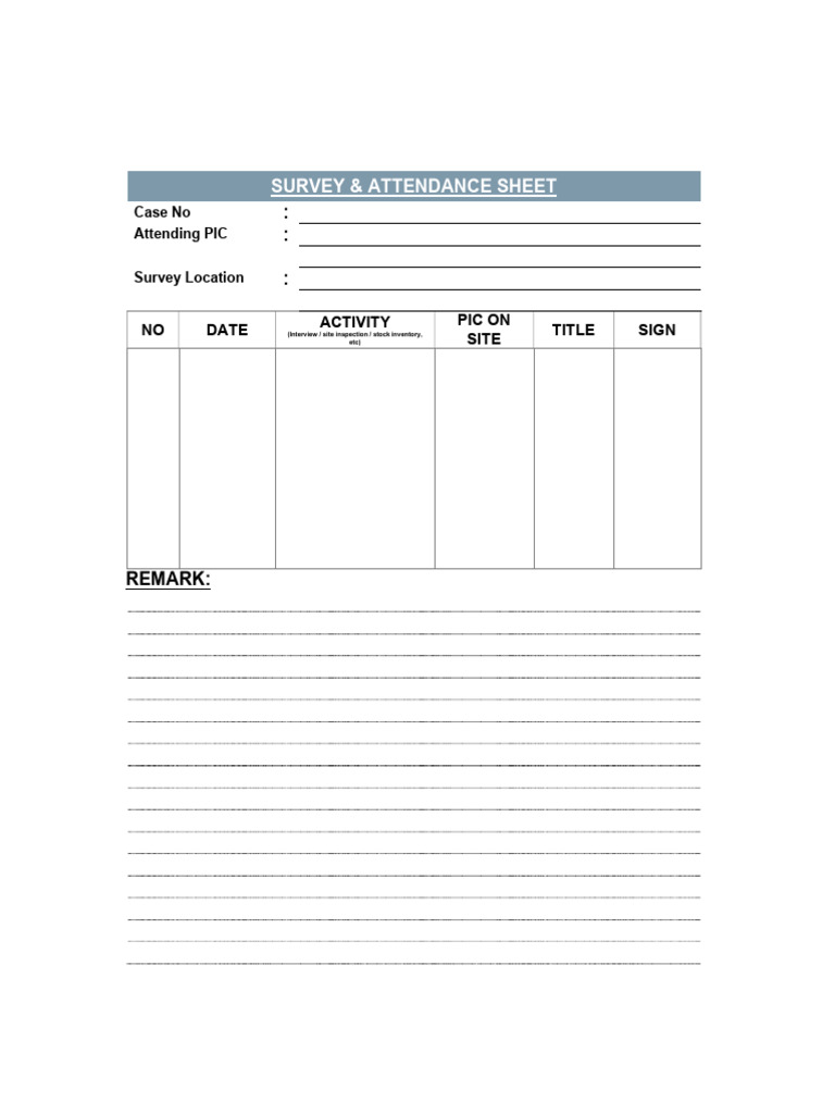 Site Survey Attendance Sheet | PDF
