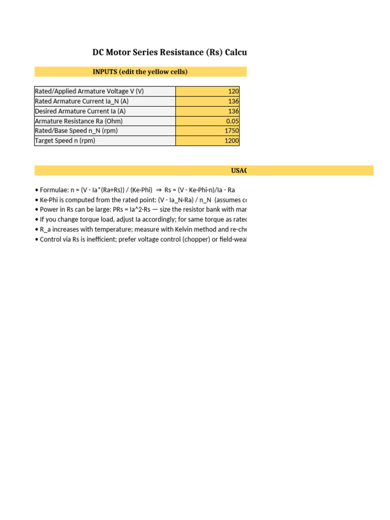 DC Motor Rs Calculator | PDF