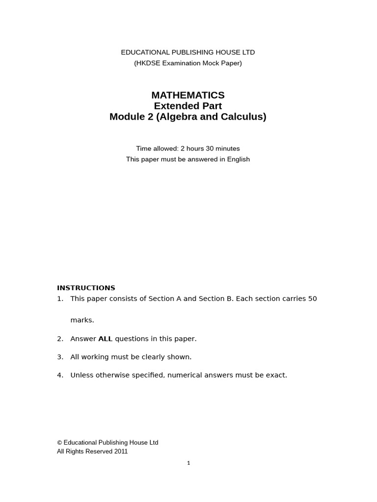 M2 Mock Paper(Eng) | PDF | Mathematics | Mathematical Analysis