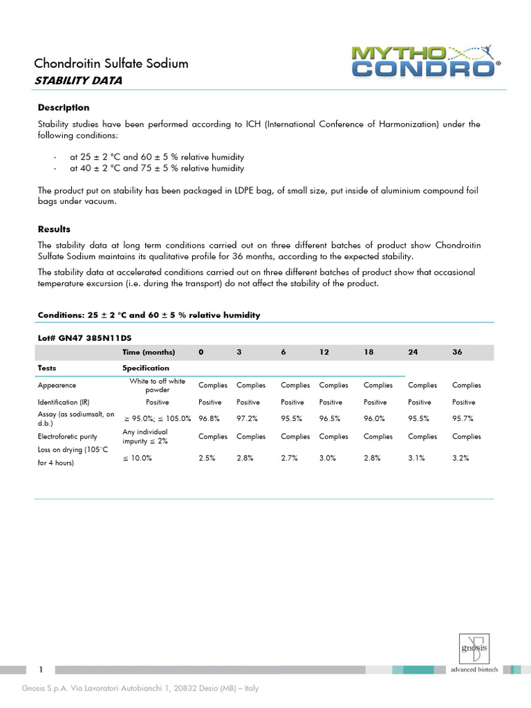 Chondroitin Sulfate Sodium Stability Data | PDF | Chemical Elements ...