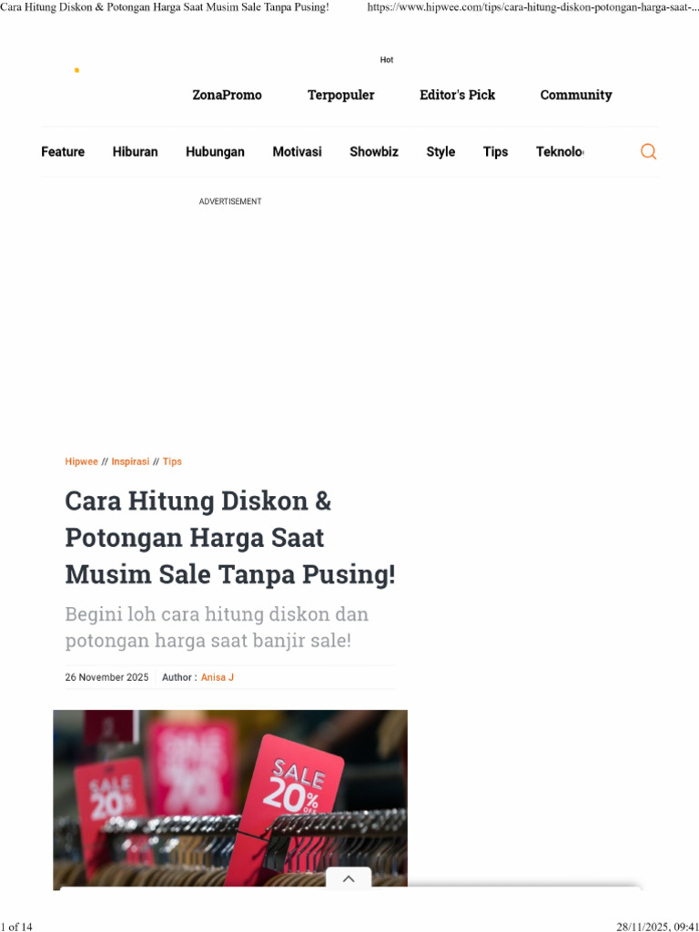 Cara Hitung Diskon Hipwee | PDF