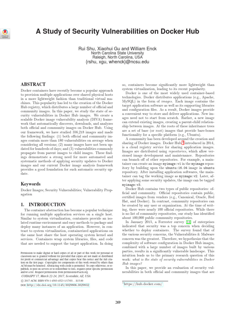 A Study of Security Vulnerabilities on Docker Hub | PDF | Software Repository | Vertex (Graph ...