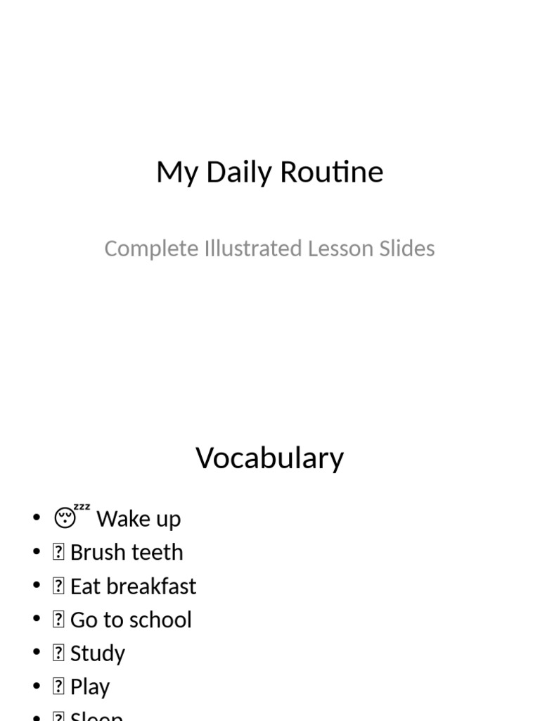 Daily Routine Vocabulary and Activities | PDF