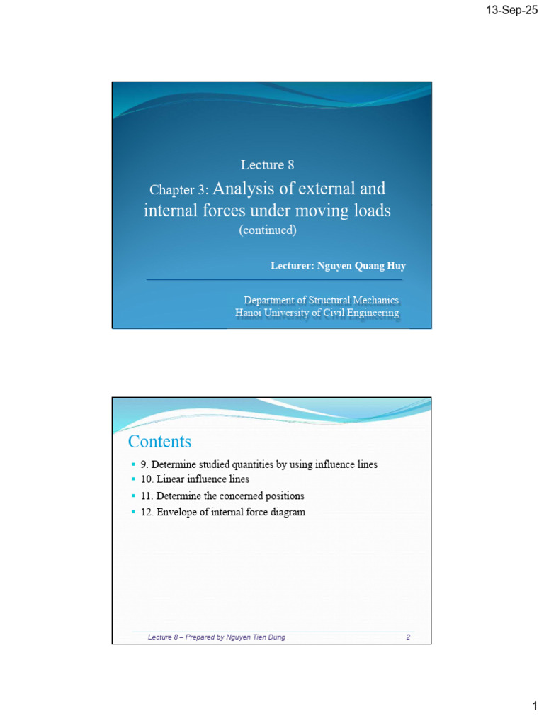Lect8 - Analysys of Determinate Structures - Moving Load 03 | PDF ...