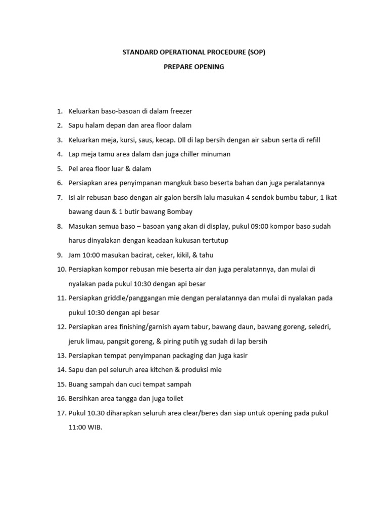 Standard Operational Procedure | PDF