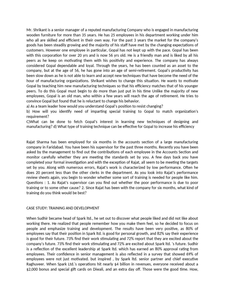 CASE STUDY ON T& D | PDF | Behavioural Sciences | Economies