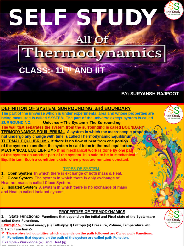 Chemistry Thermodynamics Class 11 | PDF | Heat | Heat Capacity