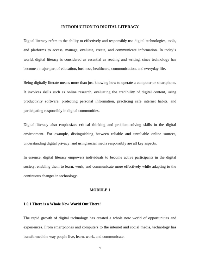 Essential Digital Literacy Skills Guide | PDF | Artificial Intelligence ...