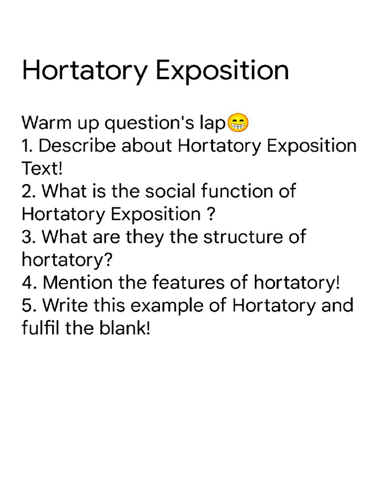 Hortatory Exposition - XI ATPH | PDF