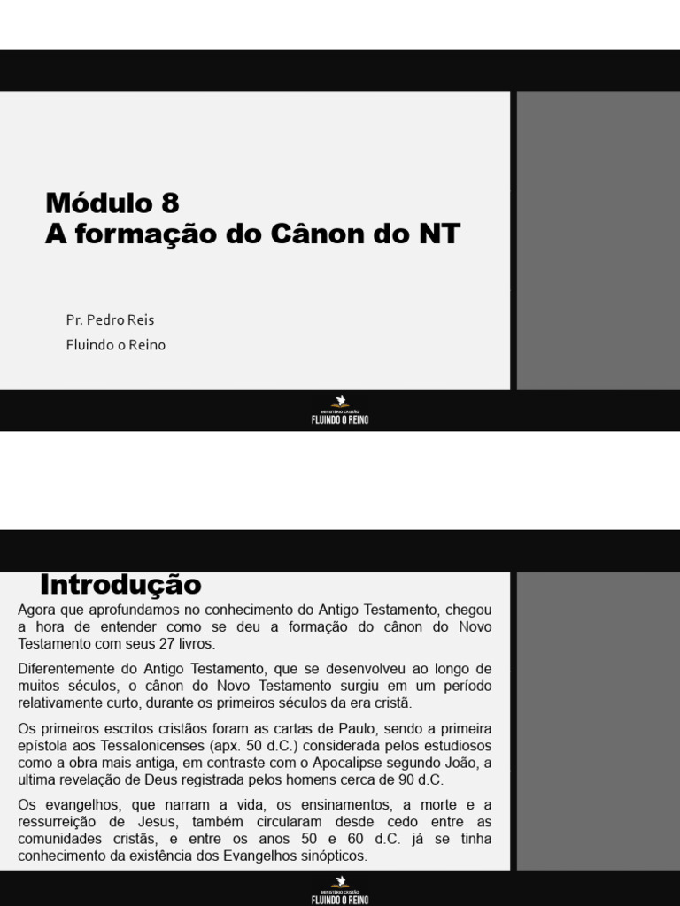 Modulo 8 - A Formacao Do Canon Do NT | PDF | Novo Testamento | Cânon ...