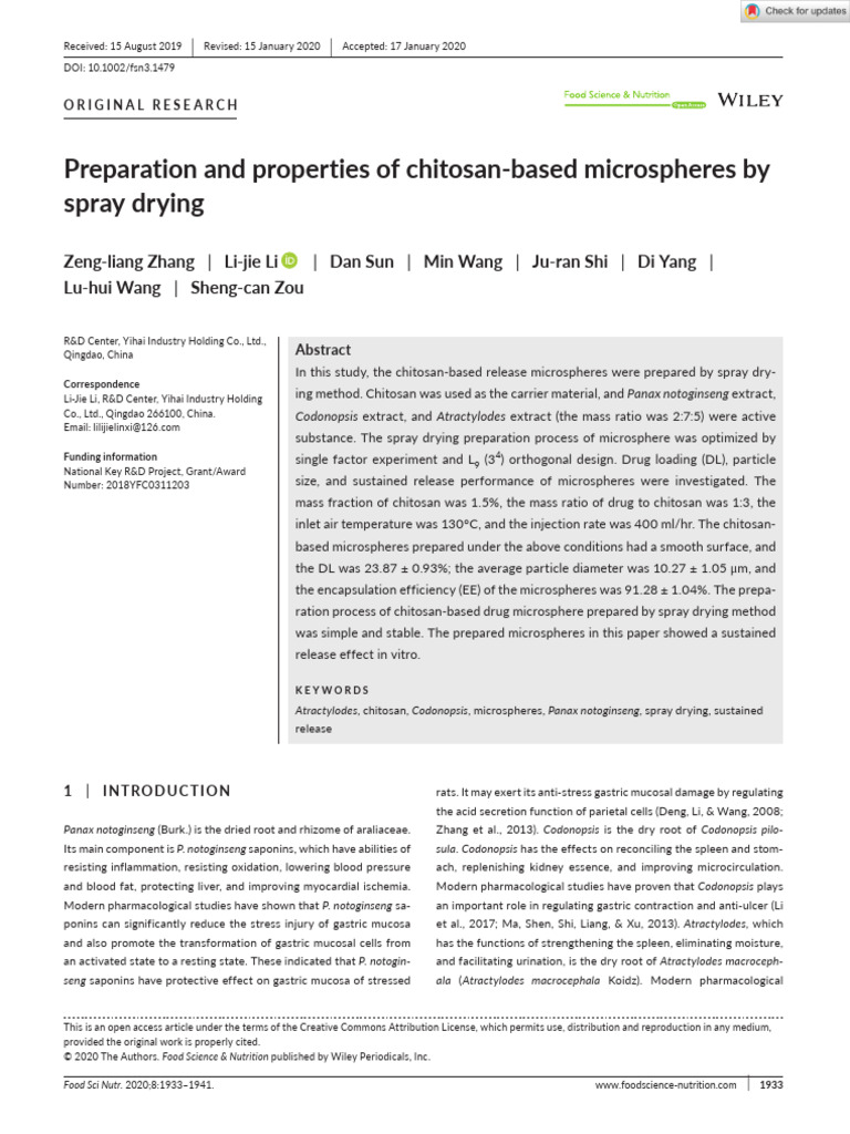 Food Science Nutrition - 2020 - Zhang - Preparation and Properties of ...
