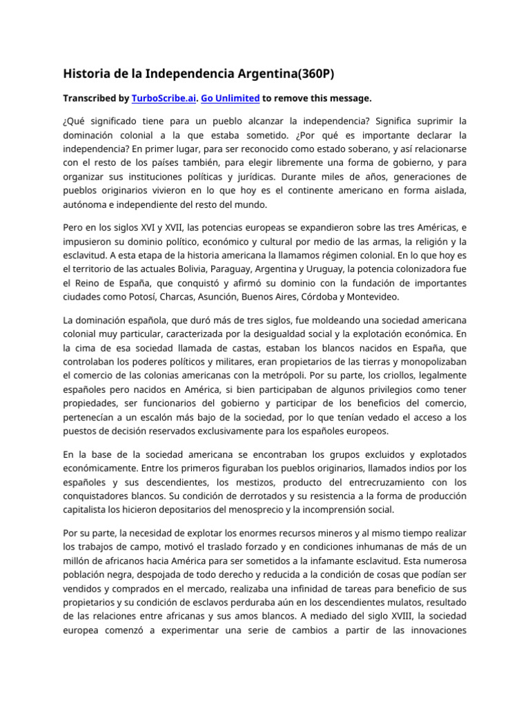Historia de La Independencia Argentina (360P) | PDF | España | Napoleón