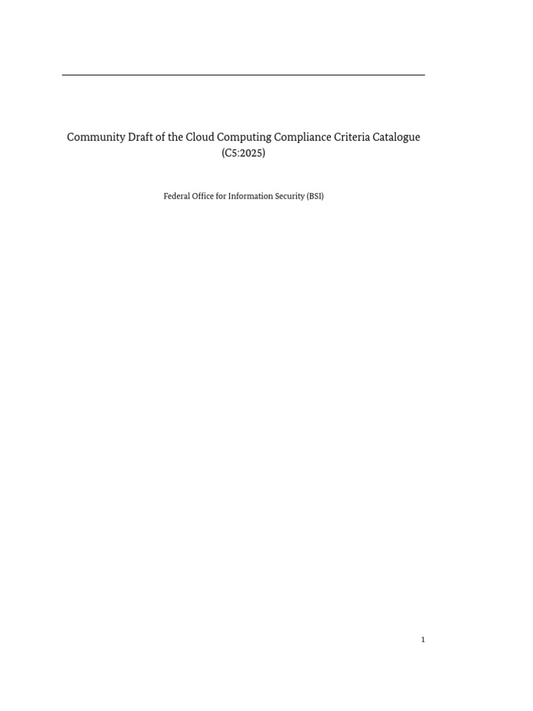 Cloud Computing Compliance Criteria Catalogue (C5 - 2025) | PDF | Internal Control | Cloud Computing