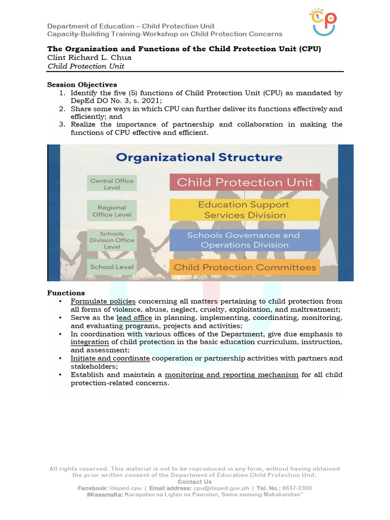 Child Protection Unit Training Workshop | PDF