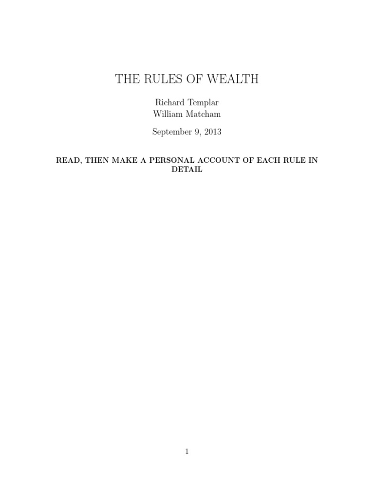 Wealth-Building Rules for Success | PDF | Debt | Money
