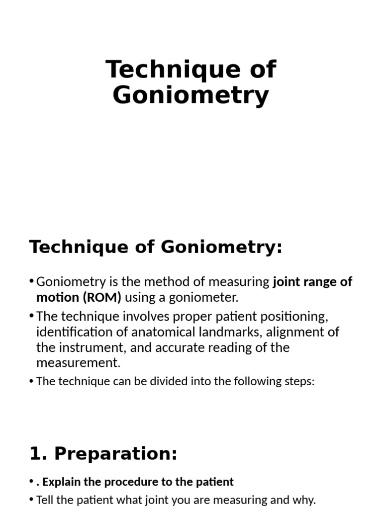 Technique of Goniometry | PDF | Musculoskeletal System