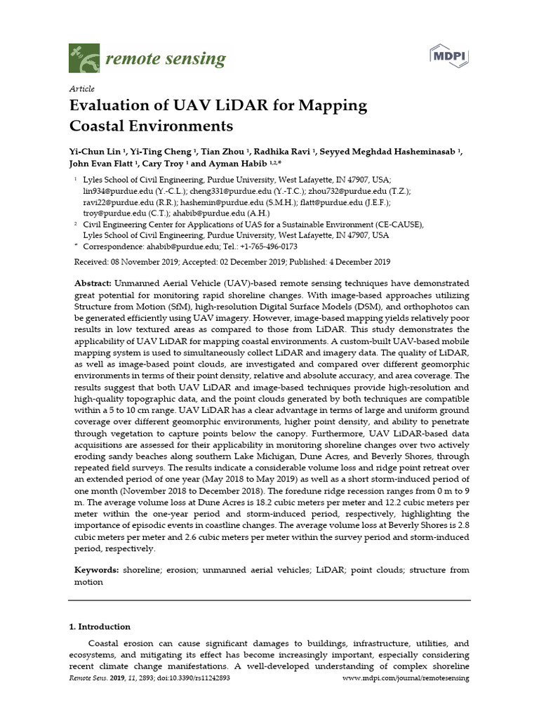 UAV LiDAR for Coastal Mapping Evaluation | PDF | Lidar | Topography