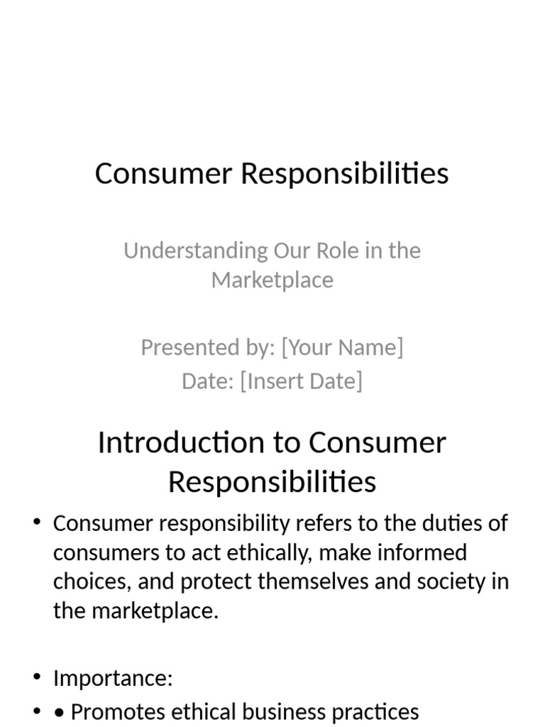 Essential Consumer Responsibilities Guide | PDF