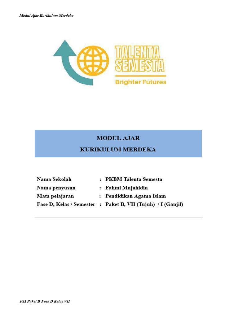 Modul Ajar PAI Kurikulum Merdeka Kelas VII | PDF