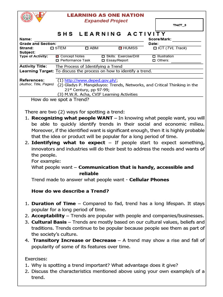 TNCT LAS 3 The Process of Identifying A Trend | PDF