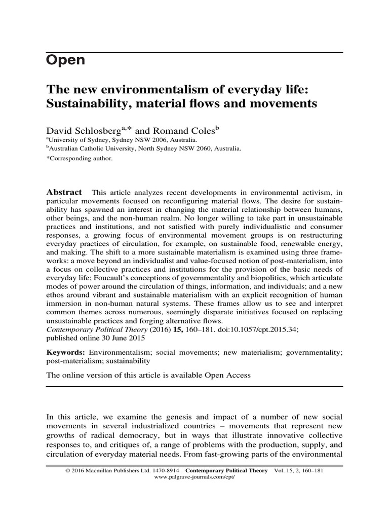 The New Environmentalism of Everyday Life | PDF | Sustainability