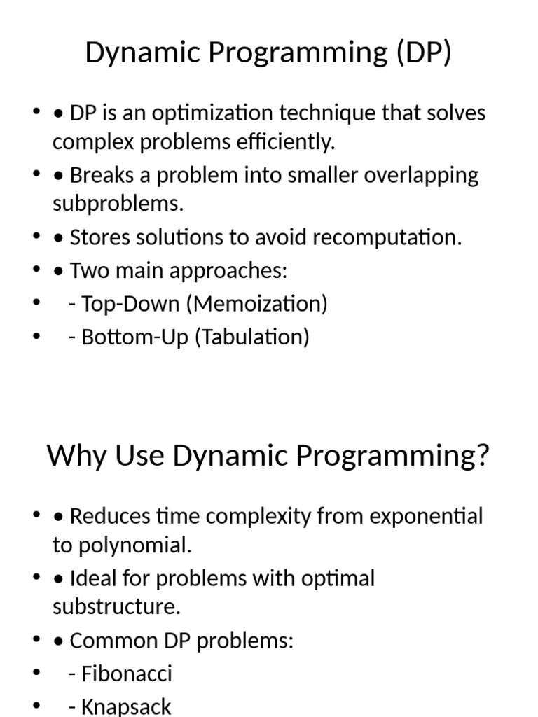 Dynamic Programming Presentation | PDF
