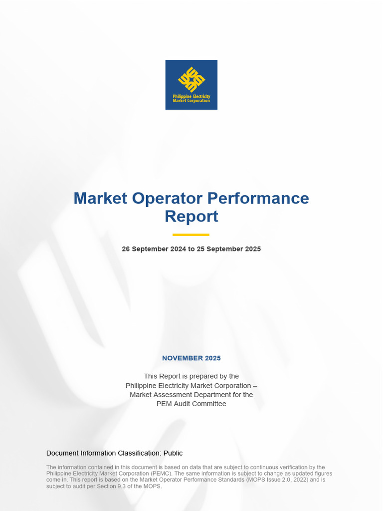 Market Operator Performance Report 2025 | PDF