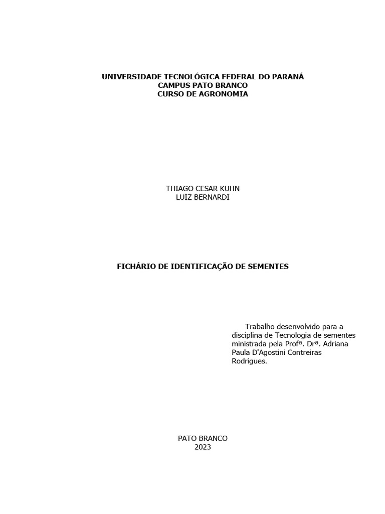 Fichário de Sementes Thiago Cesar e Luiz Bernardi | PDF | Agricultura ...