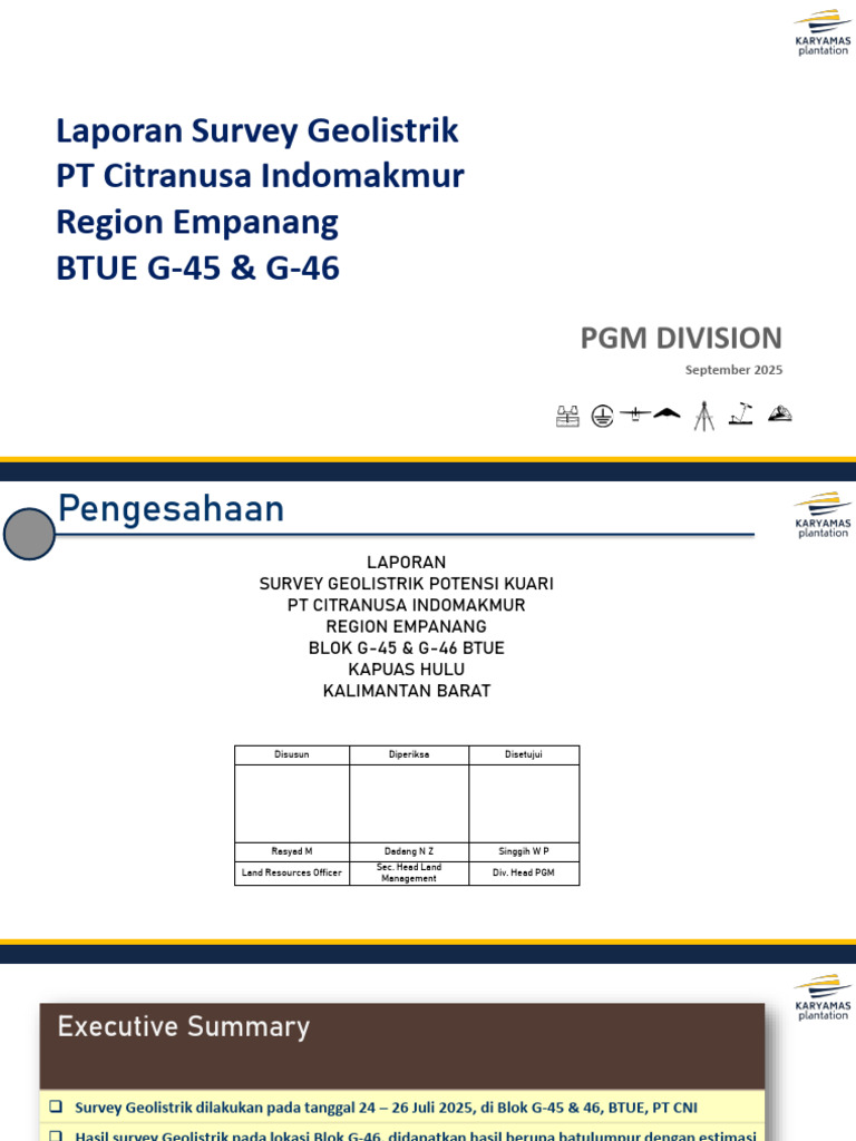 Laporan Survey Geolistrik G-45 & G-46 Btue PT Cni 2025 - Print | PDF