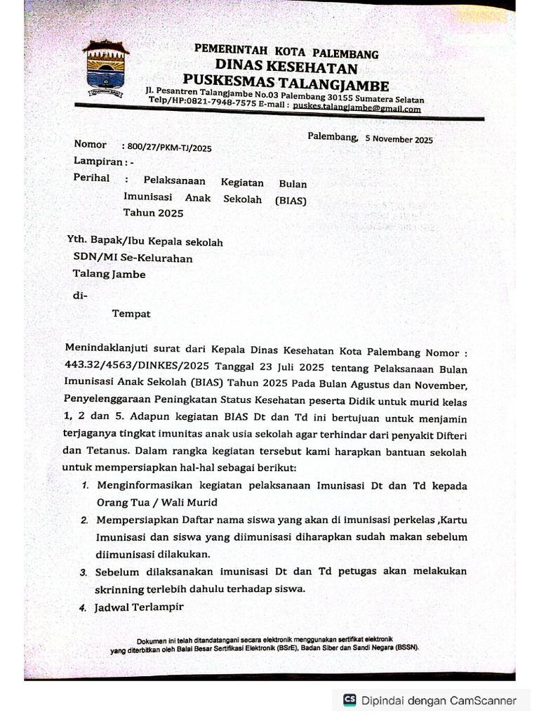 Surat Pemberitahuan Bias November 2025 | PDF