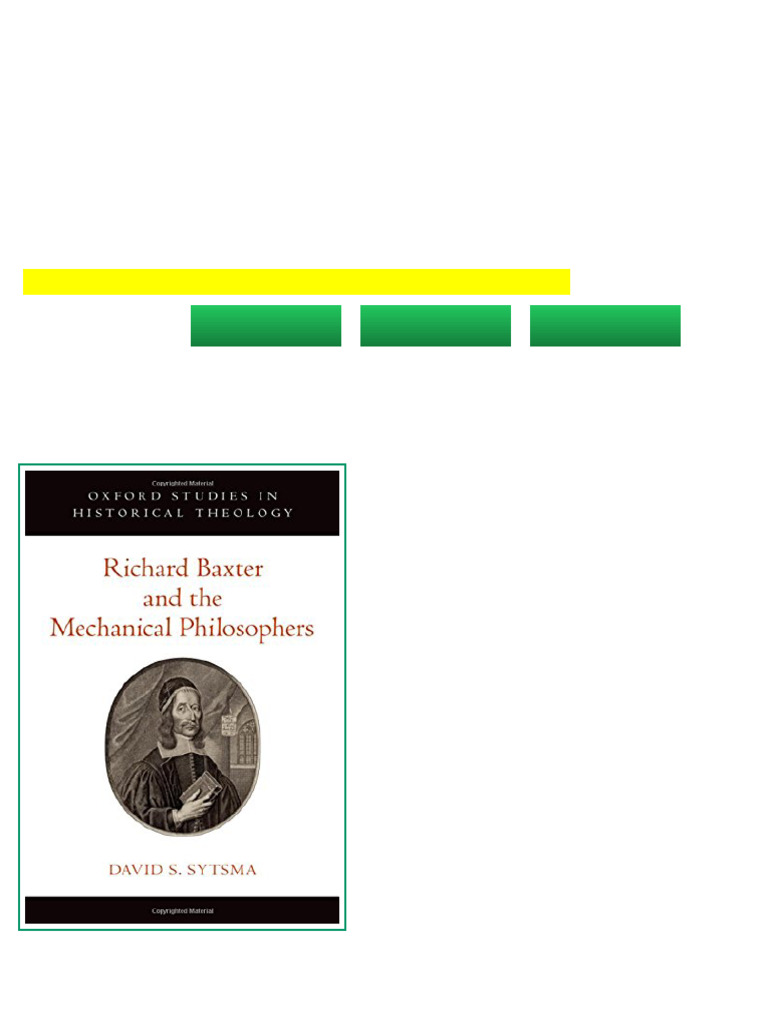 (Ebook) Richard Baxter and The Mechanical Philosophers by Baxter ...
