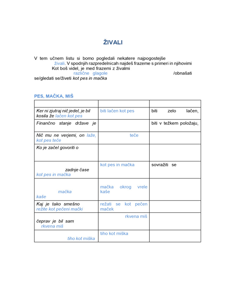 Frazemi Zivali | PDF
