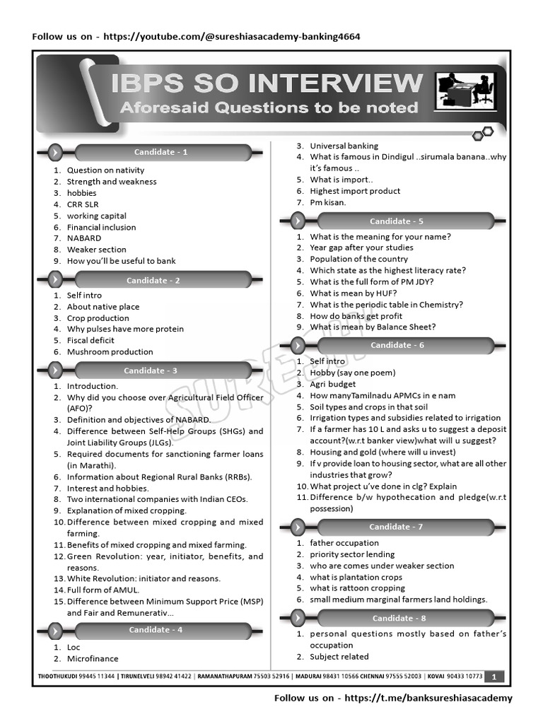 Banking Interview Questions Guide | PDF | Agriculture