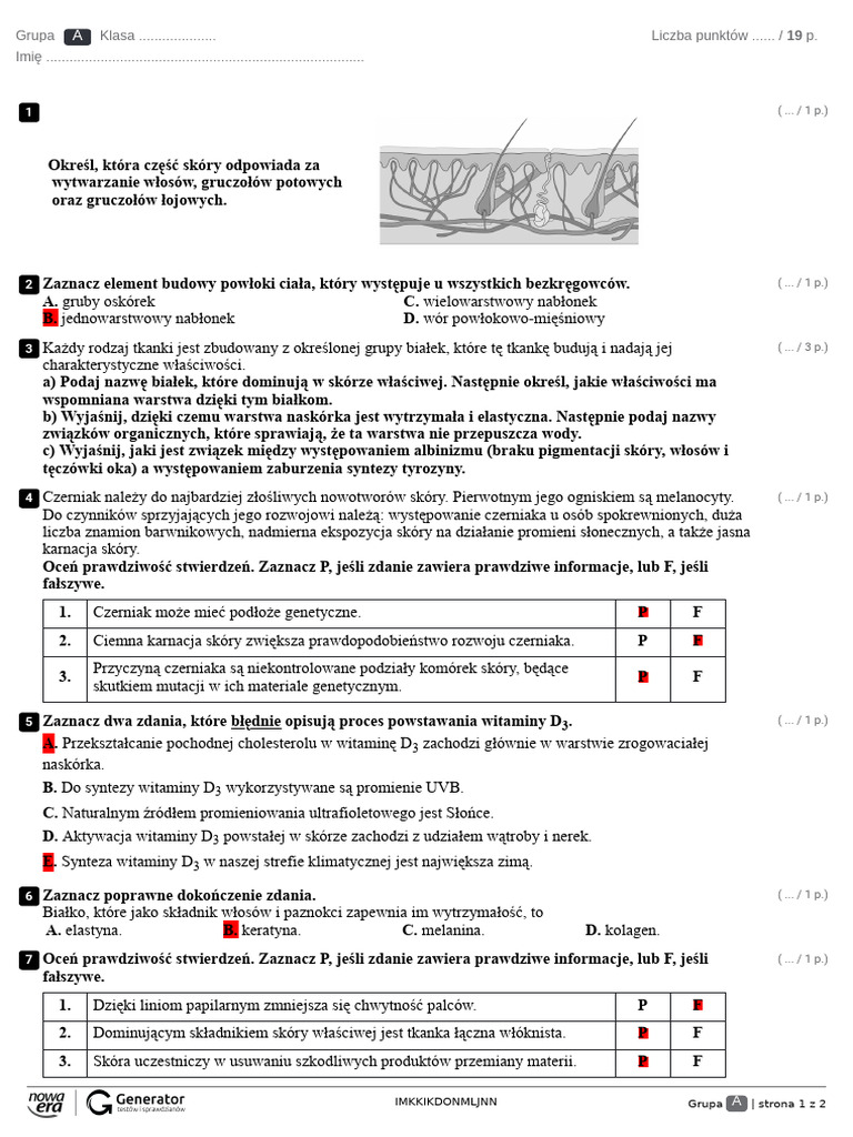 Test - R2. Układ Powłokowy Test (Z Widoczną Punktacją) | PDF